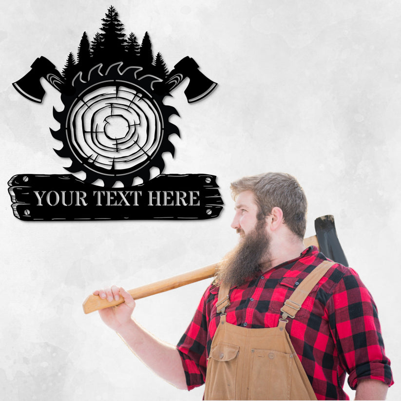 Personalized Lumberjack Name Metal Sign. Custom Wood Logging Wall Hang ...