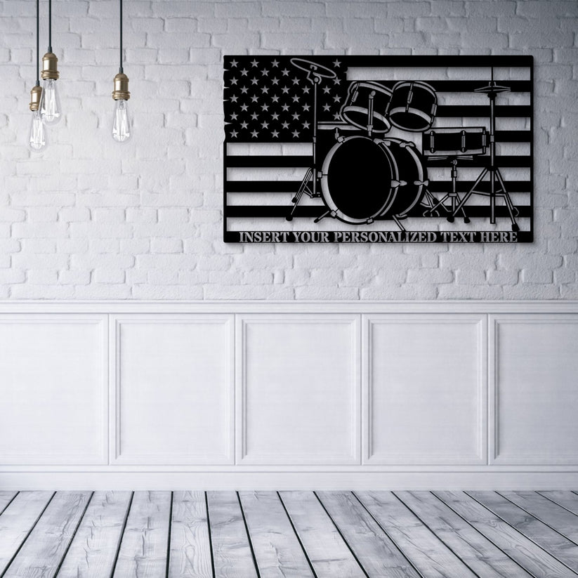 Personalized American Drummer Name Metal Sign. Custom US Drum Set Wall ...