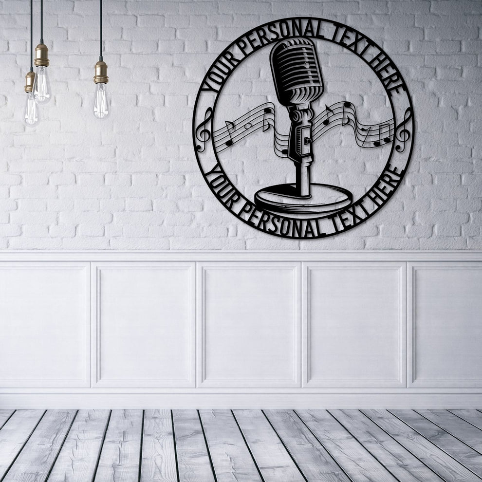 Personalized Singer Metal Sign Gift. Custom Retro Microphone Wall Deco ...
