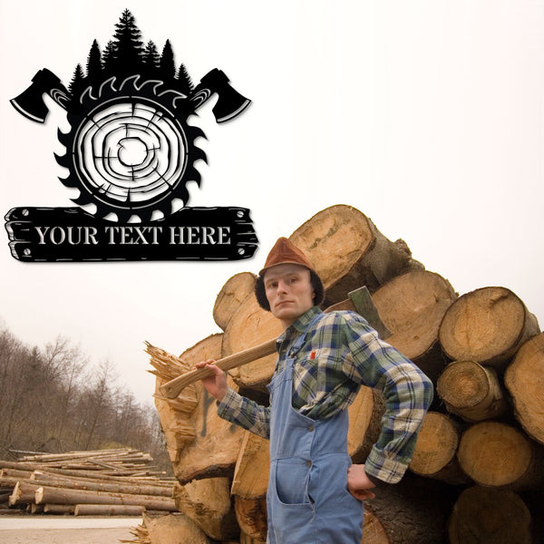 Personalized Lumberjack Name Metal Sign. Custom Wood Logging Wall Hang ...