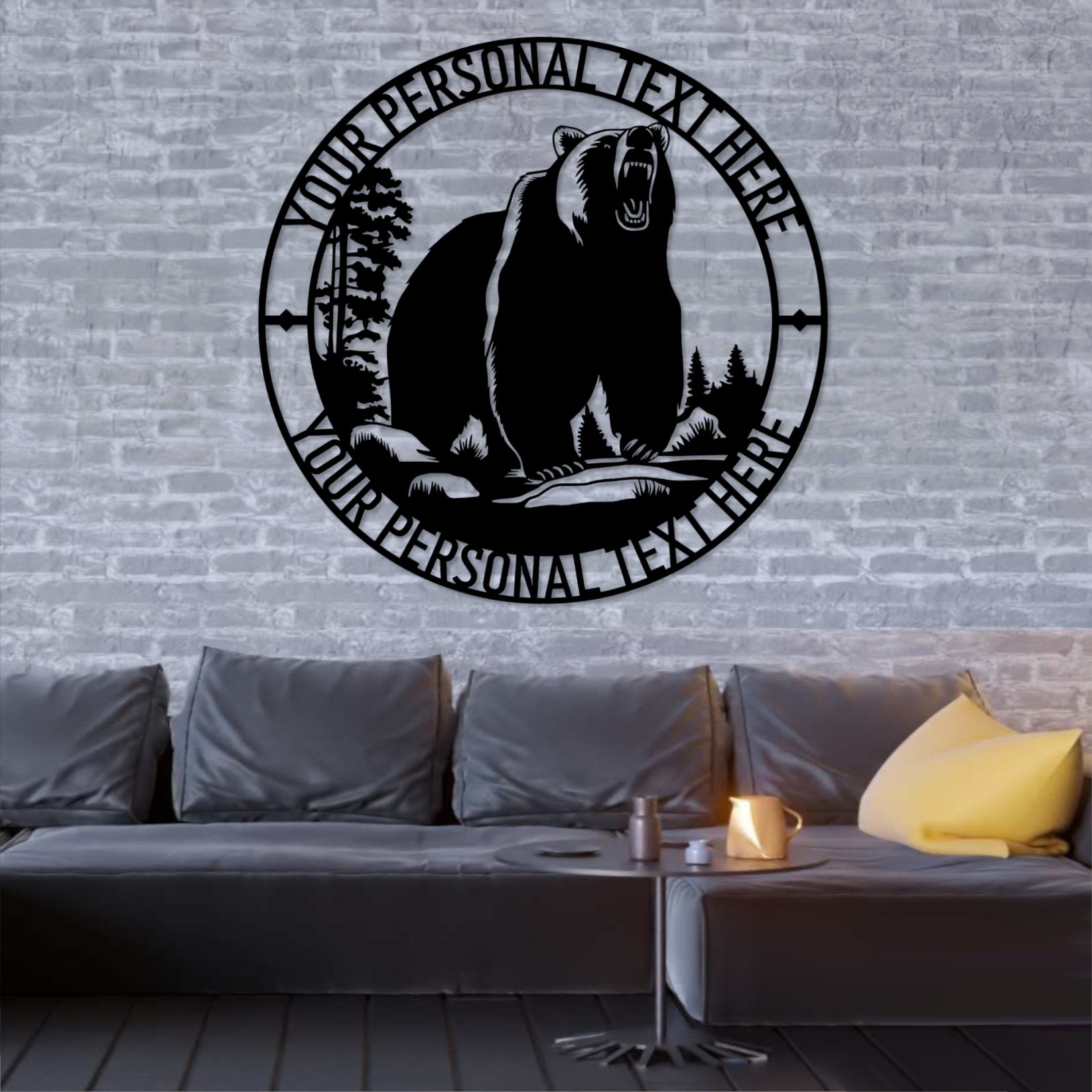 Personalized Impressive Bear Metal Sign Gift. Custom Black Bear Wall D ...