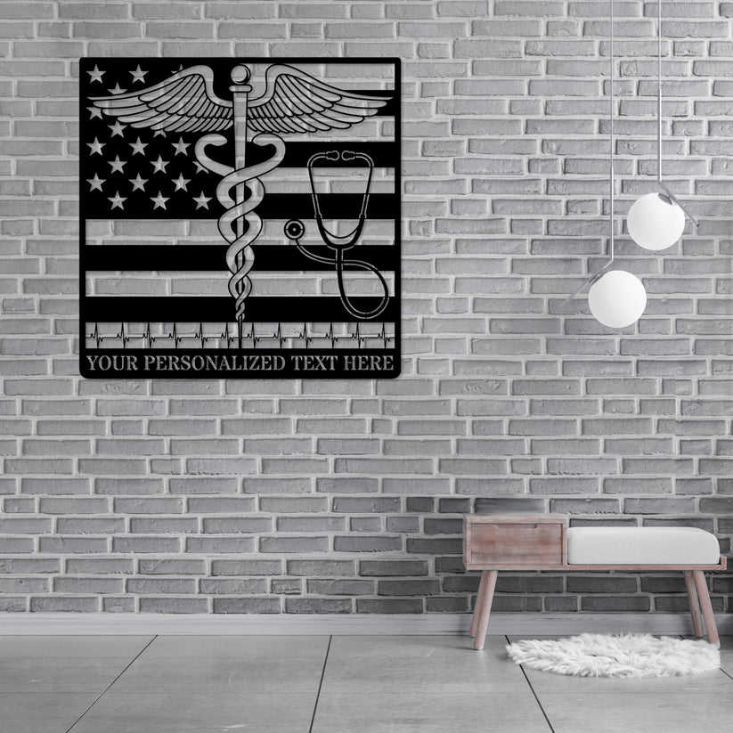 Personalized US Medical Logo Metal Sign. Custom American Doctor Wall D ...