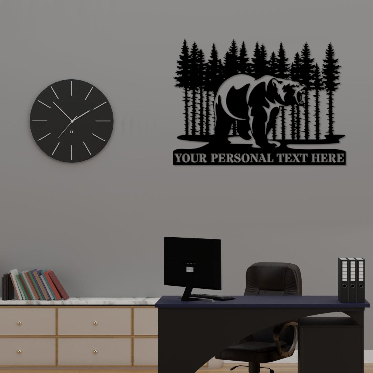 Personalized Nature Wildlife Bear Name Metal Sign Gift. Custom Black B ...