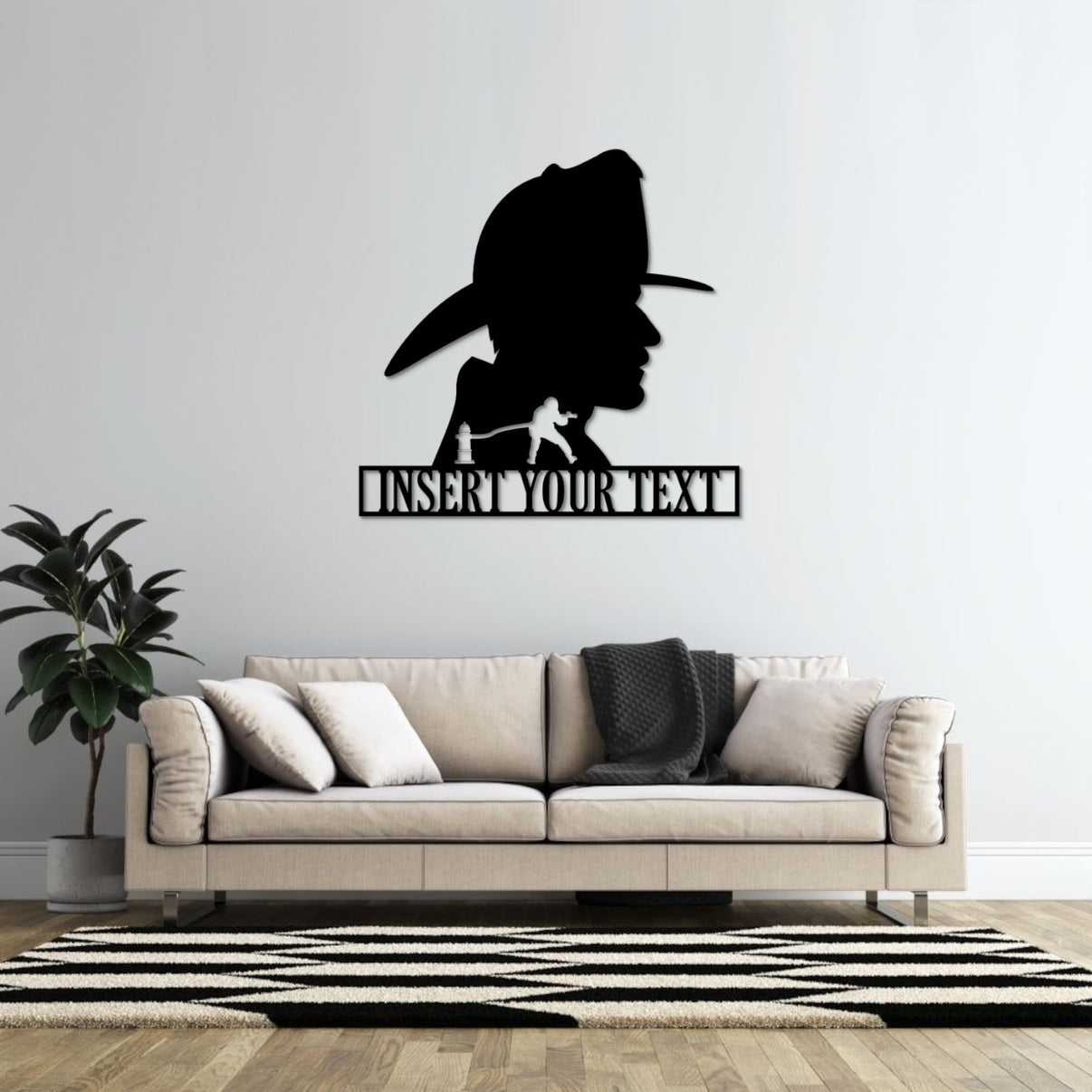 Personalized Fireman Silhouette Name Metal Sign. Firefighter Wall Hang ...
