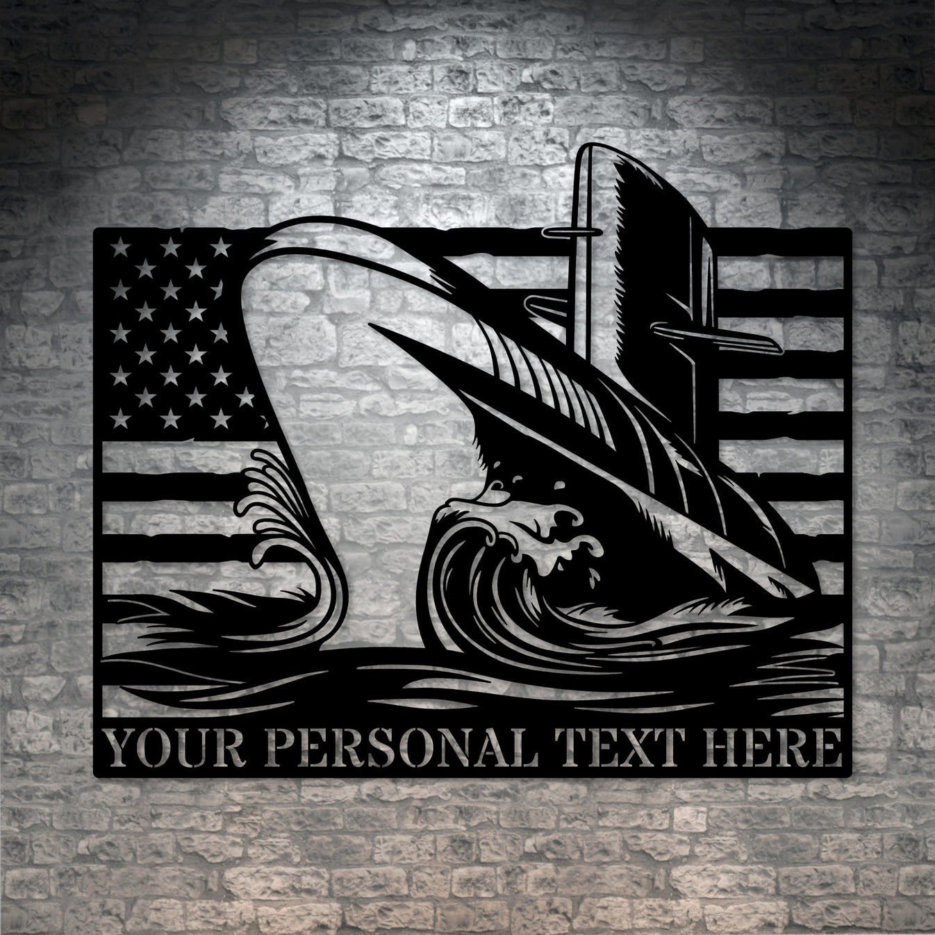 Custom American Submarine Name Metal Sign Gift. Personalized Patriotic ...