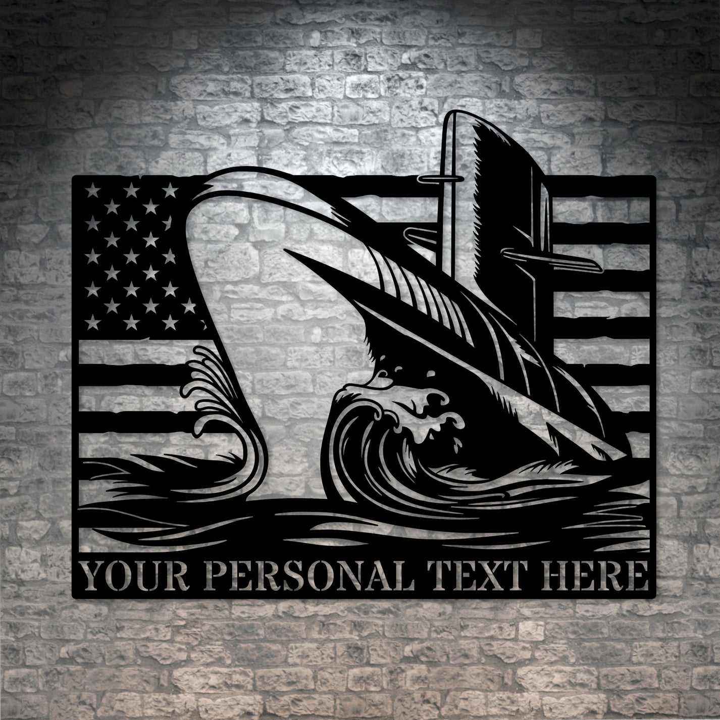 Custom American Submarine Name Metal Sign Gift. Personalized Patriotic ...