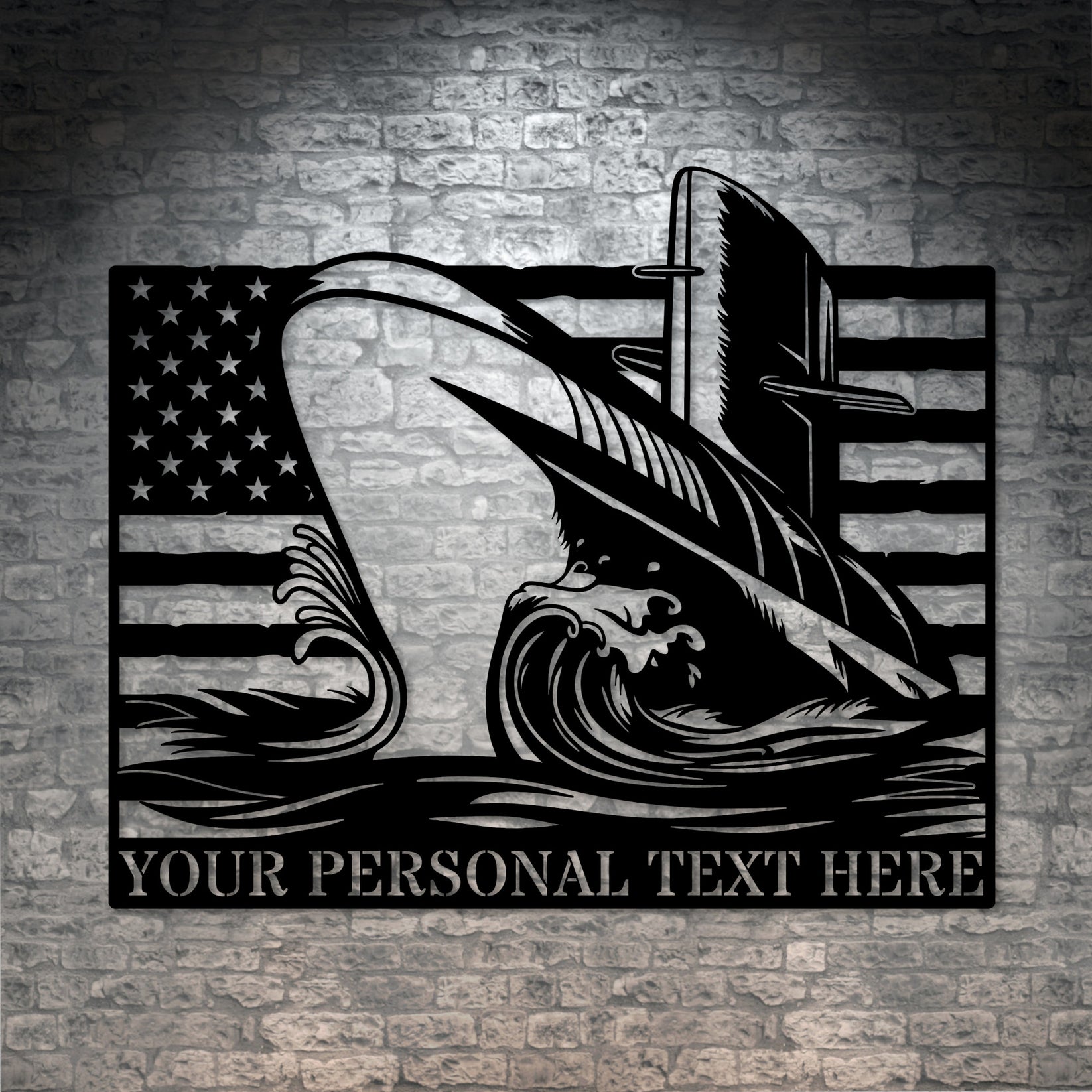 Custom American Submarine Name Metal Sign Gift. Personalized Patriotic ...