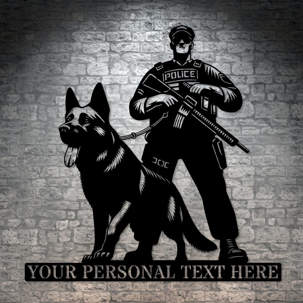 Personalized Police Officer Metal Sign. Custom K-9 Dog Wall Decor Gift ...