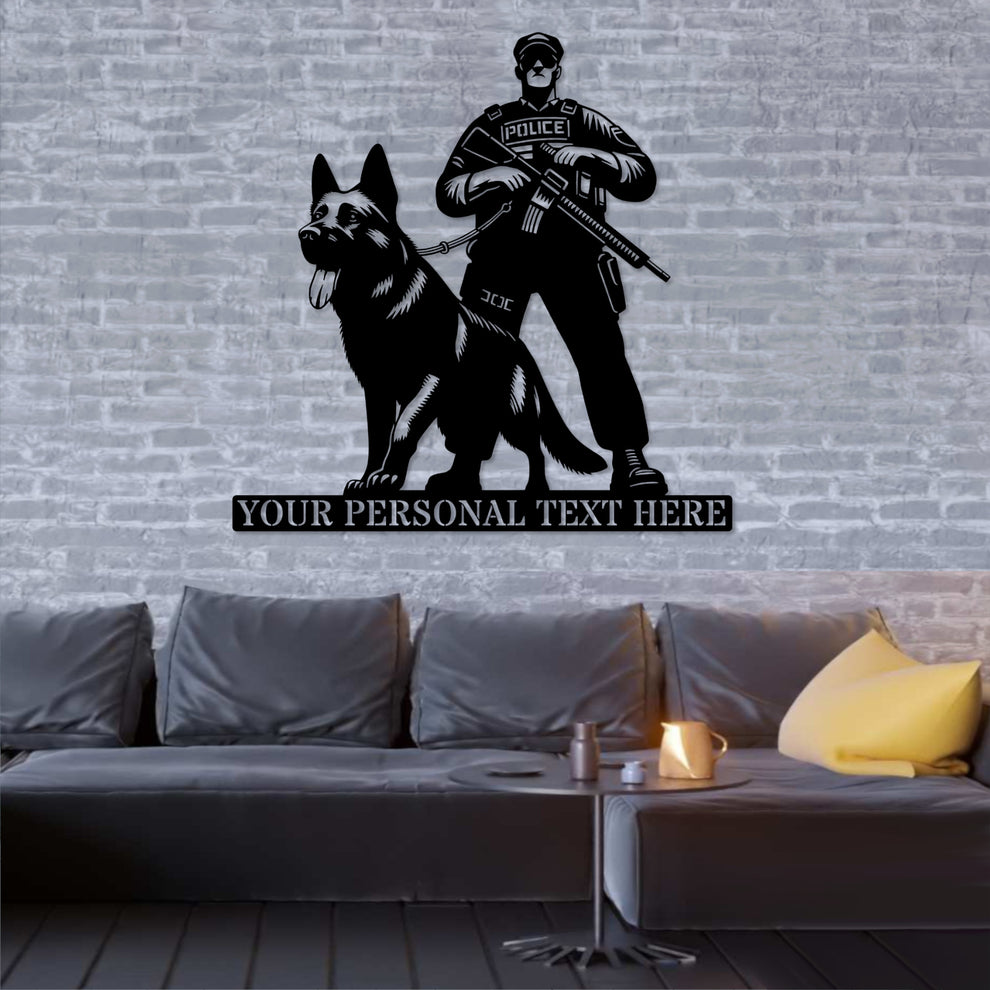 Personalized Police Officer Metal Sign. Custom K-9 Dog Wall Decor Gift ...