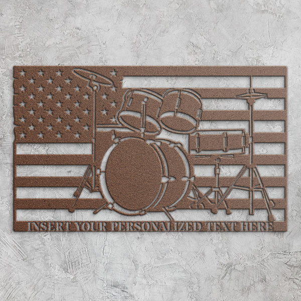 Personalized American Drummer Name Metal Sign. Custom US Drum Set Wall ...