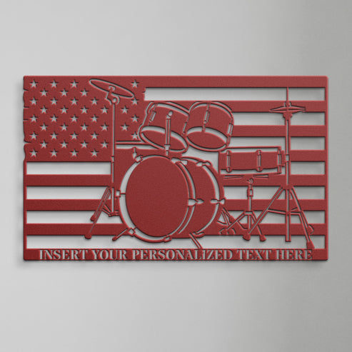 Personalized American Drummer Name Metal Sign. Custom US Drum Set Wall ...