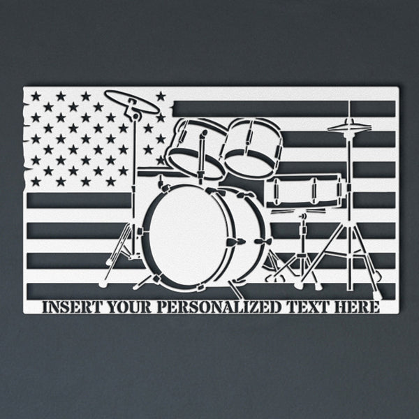Personalized American Drummer Name Metal Sign. Custom US Drum Set Wall ...