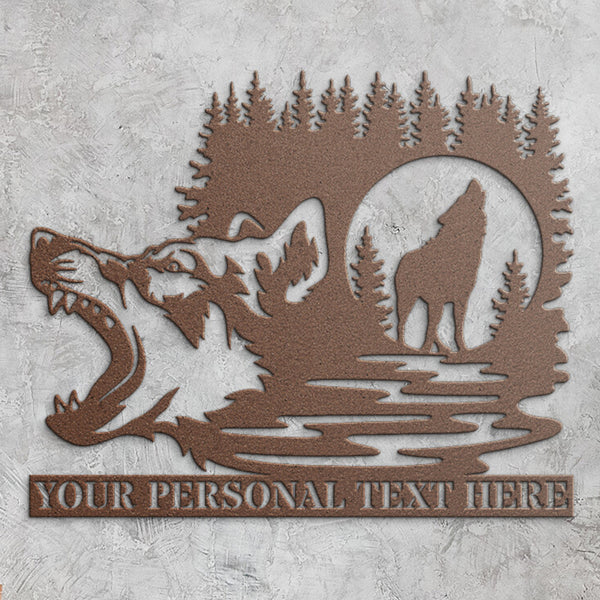 Personalized Angry Wolf Name Metal Sign. Custom Wolf Pack Wall Decor G ...