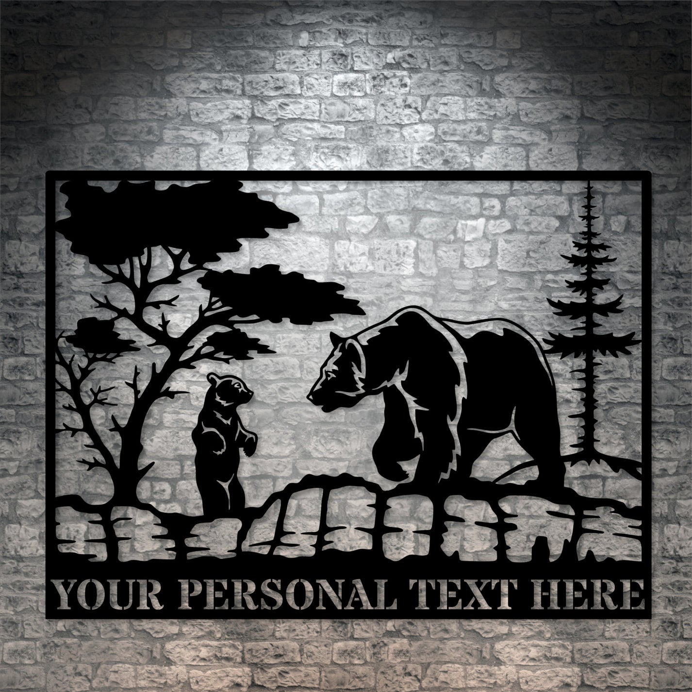 Personalized Bear Mama And Baby Name Metal Sign. Custom Bear Family Wa ...