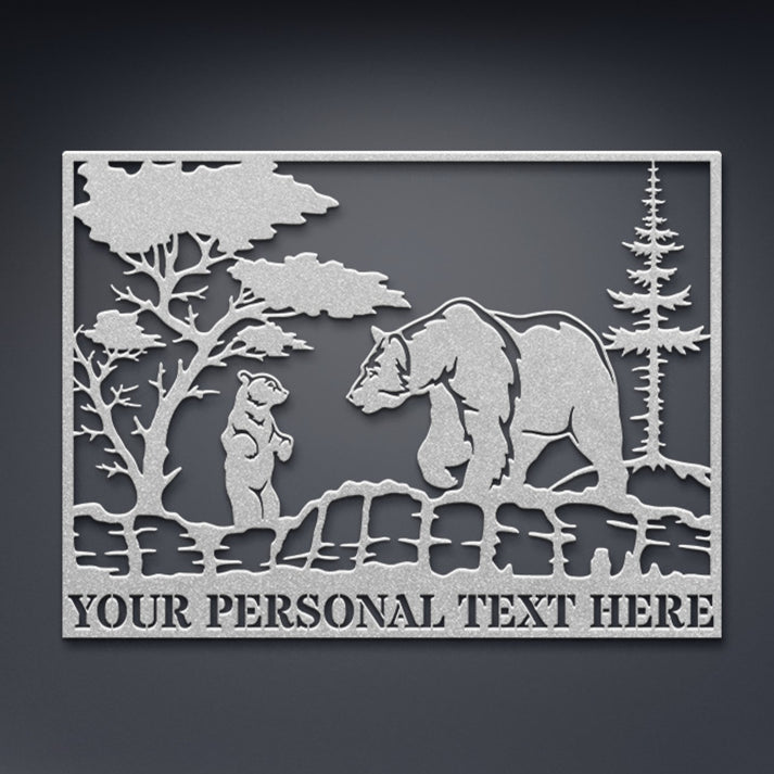 Personalized Bear Mama And Baby Name Metal Sign. Custom Bear Family Wa ...