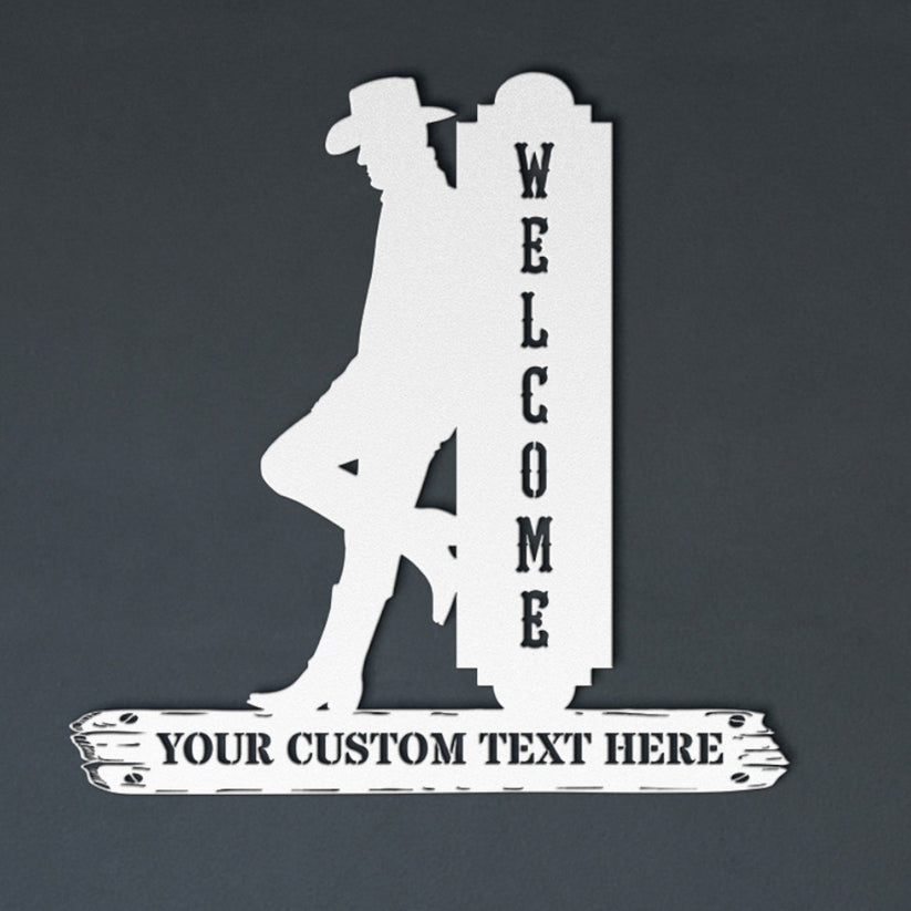 Personalized Cowboy House Welcome Metal Sign. Custom Home Address West ...