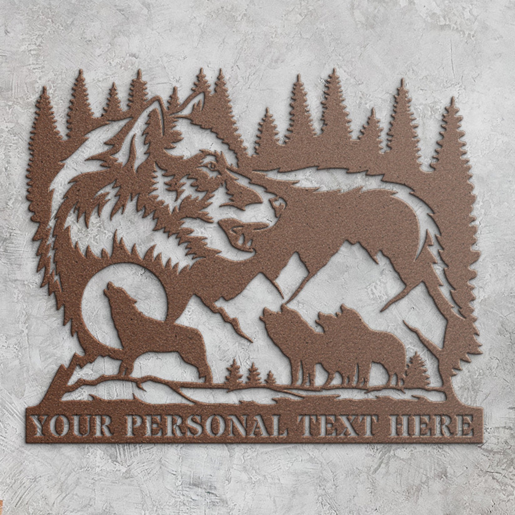Personalized Howling Wolf Name Metal Sign Gift. Custom Wolf Family Wal ...