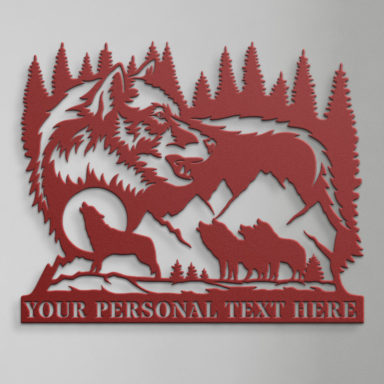 Personalized Howling Wolf Name Metal Sign Gift. Custom Wolf Family Wal ...