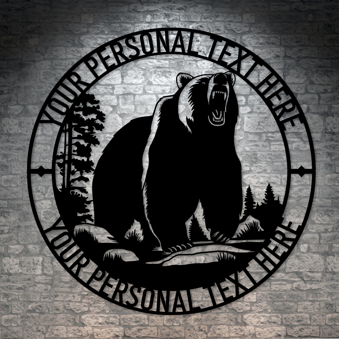 Personalized Impressive Bear Metal Sign Gift. Custom Black Bear Wall D ...