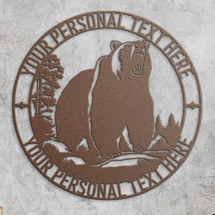 Personalized Impressive Bear Metal Sign Gift. Custom Black Bear Wall D ...