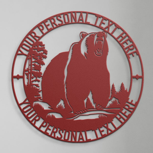 Personalized Impressive Bear Metal Sign Gift. Custom Black Bear Wall D ...
