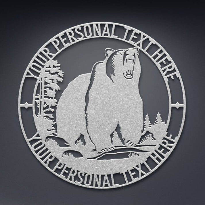 Personalized Impressive Bear Metal Sign Gift. Custom Black Bear Wall D ...