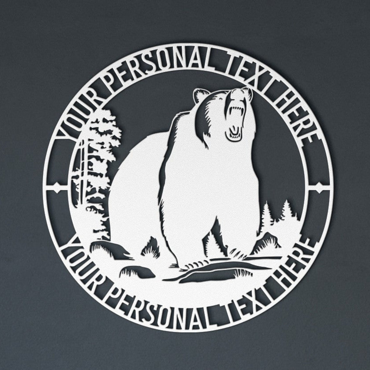 Personalized Impressive Bear Metal Sign Gift. Custom Black Bear Wall D ...