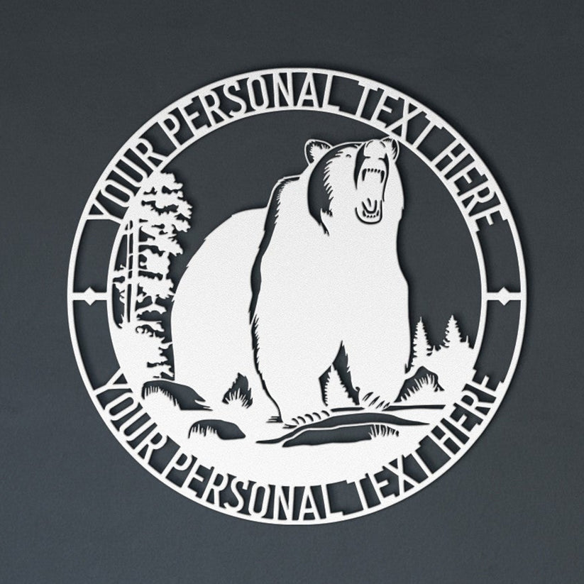 Personalized Impressive Bear Metal Sign Gift. Custom Black Bear Wall D ...