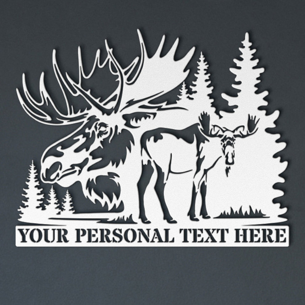 Personalized Moose Forest Name Metal Sign. Custom Wild Animal Wall Dec ...