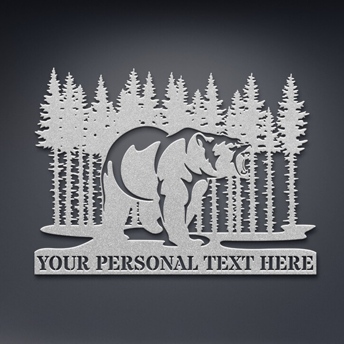 Personalized Nature Wildlife Bear Name Metal Sign Gift. Custom Black B ...