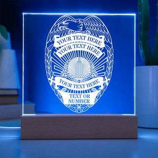 Personalized Police Badge Name Acrylic Sign. Custom Policeman LED Plaq ...