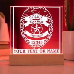Personalized Police Shield Name Acrylic Sign. Custom Police Officer LE ...