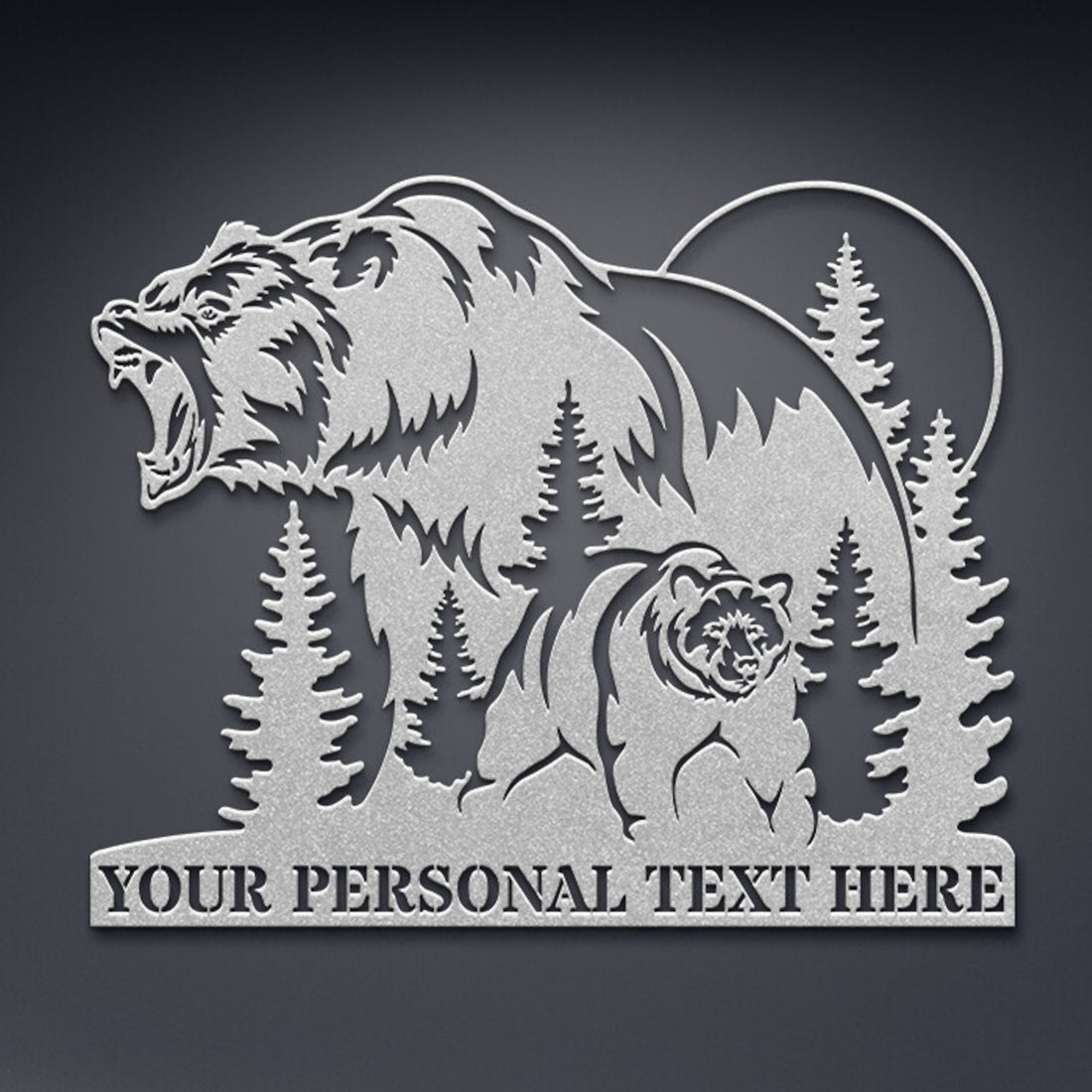 Personalized Roaring Bear Moon Name Metal Sign. Custom Black Bears Wal ...