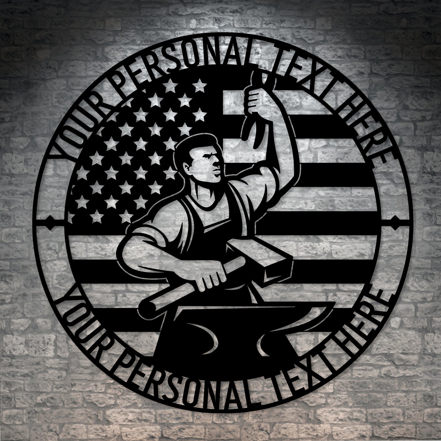 Personalized US Blacksmith And Anvil Metal Sign Gift. Custom Ironworke ...