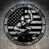 Personalized US Blacksmith And Anvil Metal Sign Gift. Custom Ironworke ...