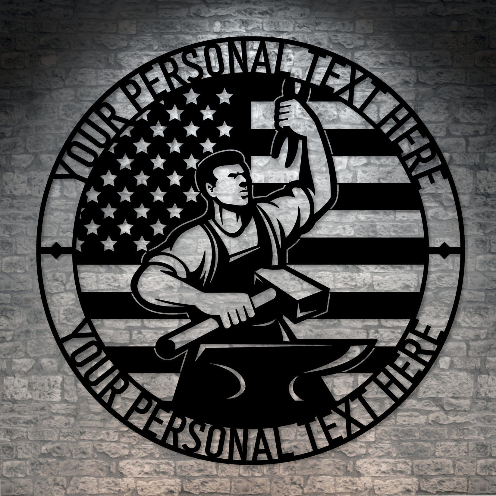 Personalized US Blacksmith And Anvil Metal Sign Gift. Custom Ironworke ...