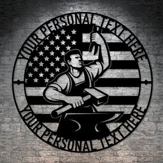 Personalized US Blacksmith And Anvil Metal Sign Gift. Custom Ironworke ...