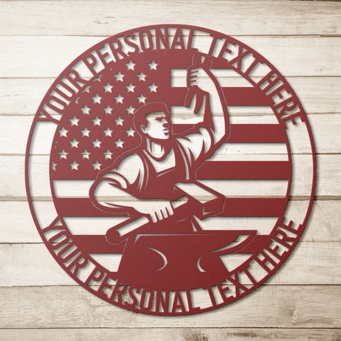 Personalized US Blacksmith And Anvil Metal Sign Gift. Custom Ironworke ...