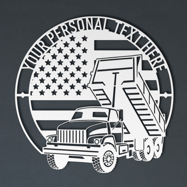 Personalized US Dump Truck Metal Sign. Custom American Lorry Wall Deco ...