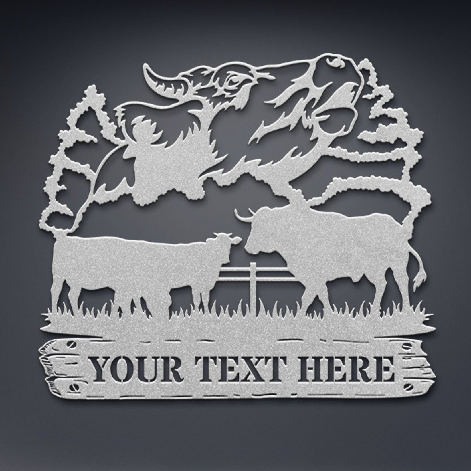 Personalized Wildlife Bull Ranch Name Metal Sign. Custom Bull Wall Dec ...