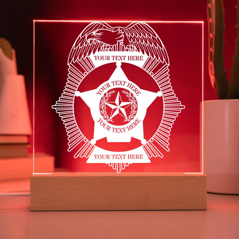Personalized Eagle Police Badge Acrylic Sign. Custom Cop Badge LED Pla ...