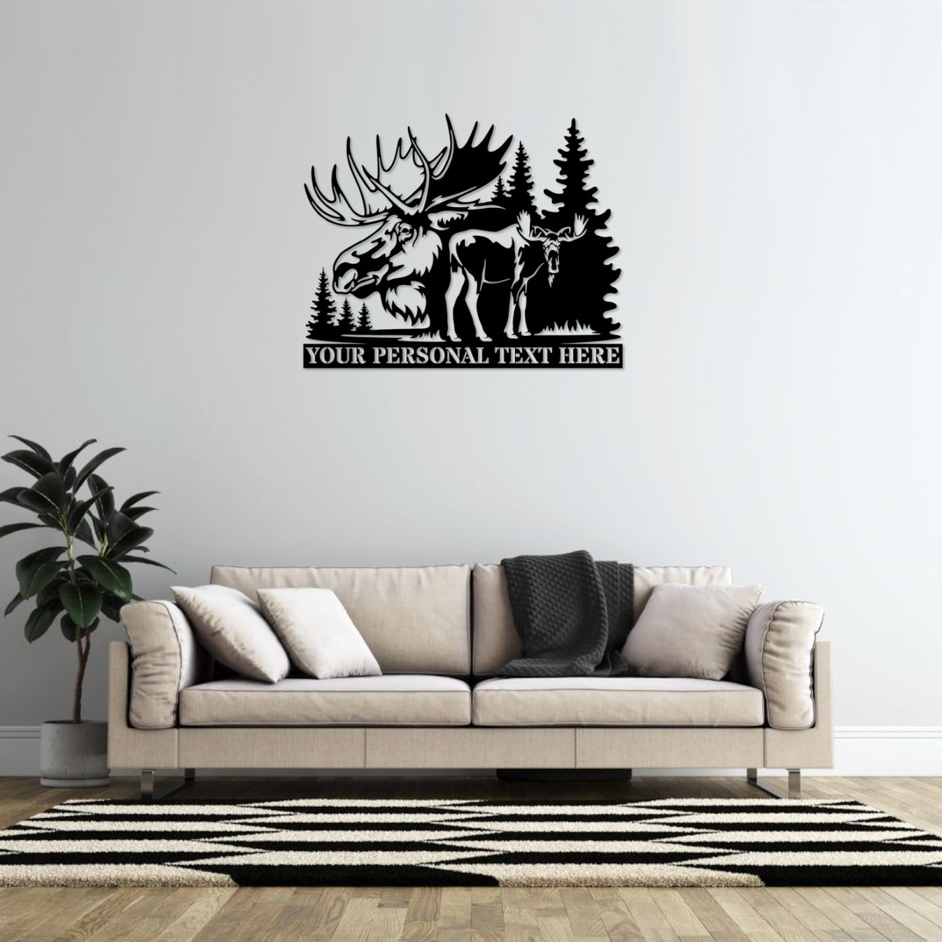 Personalized Moose Forest Name Metal Sign. Custom Wild Animal Wall Dec ...