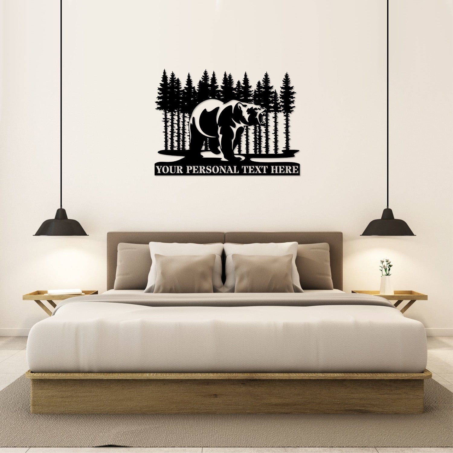 Personalized Nature Wildlife Bear Name Metal Sign Gift. Custom Black B ...