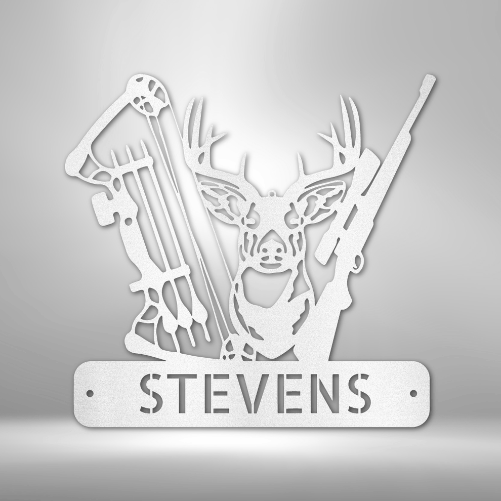 Personalized Deer Hunter Bow & Rifle Steel Sign With Your Custom Text ...