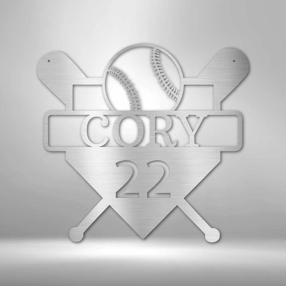 Personalized Baseball Number And Name Metal Sign - Custom Baseball Ste ...