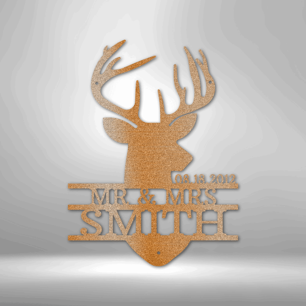Personalized Deer Head Monogram Steel Sign With Your Custom Text And D ...