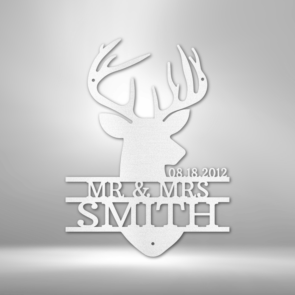 Personalized Deer Head Monogram Steel Sign With Your Custom Text And D ...