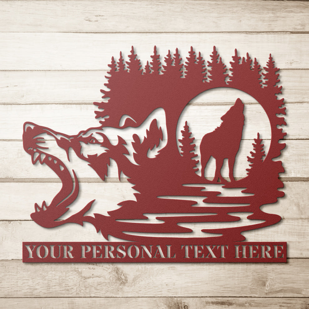 Personalized Angry Wolf Name Metal Sign. Custom Wolf Pack Wall Decor G ...