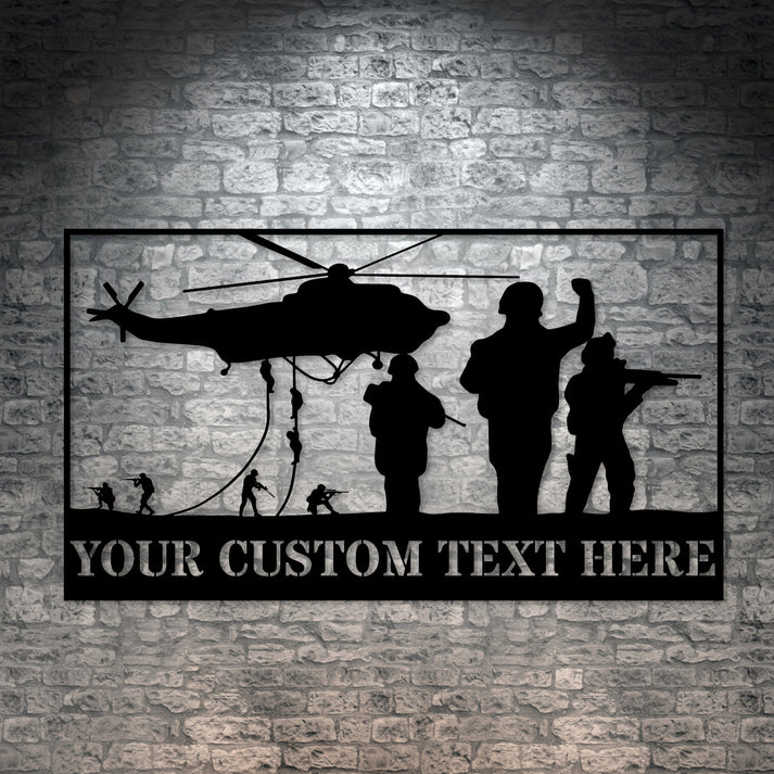 Personalized Army Helicopter Team Metal Sign With Your Custom Text ...