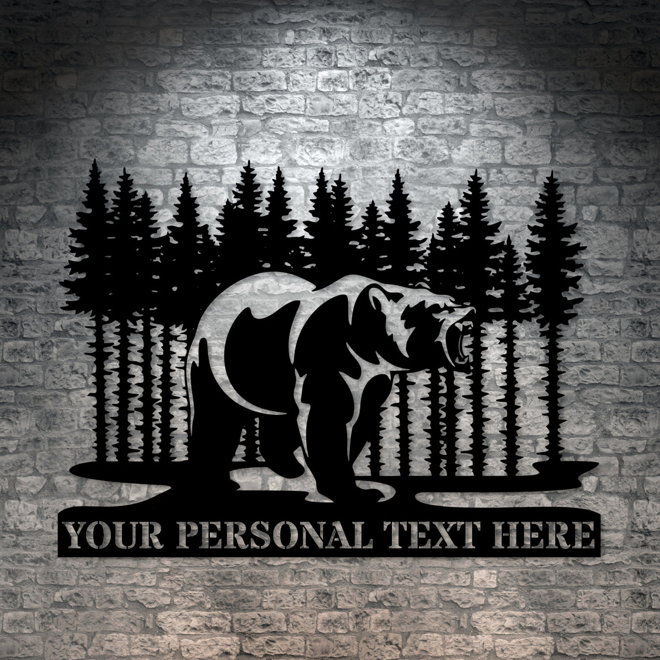 Personalized Nature Wildlife Bear Name Metal Sign Gift. Custom Black B ...